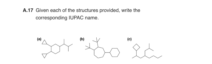 Solved A. 17 ﻿Given each of the structures provided, write | Chegg.com