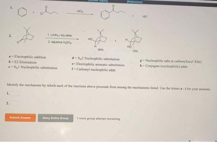 Solved References 90% 10 a - Electrophilic addition b-E2 | Chegg.com