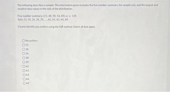 Solved The following describes a sample. The information | Chegg.com