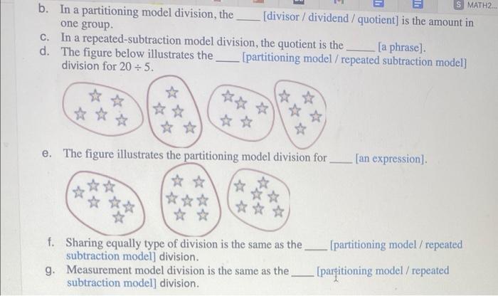 Solved S MATH2 b. In a partitioning model division, the | Chegg.com