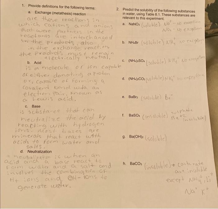 Solved 4. Which acids and bases will you use in this | Chegg.com