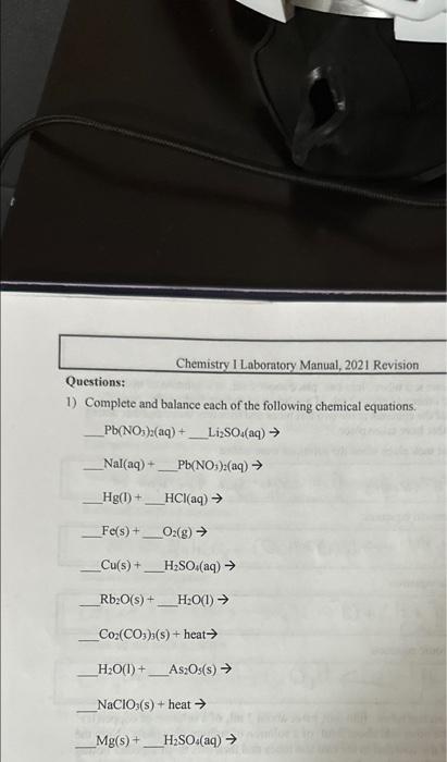 Solved Chemistry I Laboratory Manual, 2021 Revision | Chegg.com