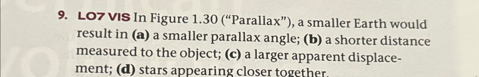 LO7 ﻿VIS In Figure 1.30 ("Parallax"), ﻿a smaller | Chegg.com