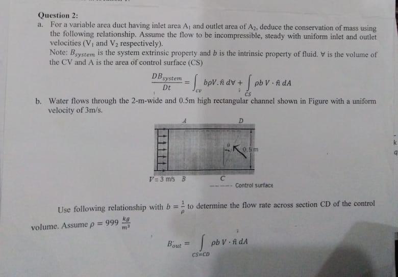 Solved Fluid mechanics : plz solve this ass soon as possible | Chegg.com