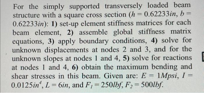 For the simply supported transversely loaded beam | Chegg.com