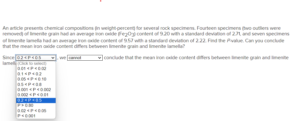 Solved An article presents chemical compositions (in | Chegg.com