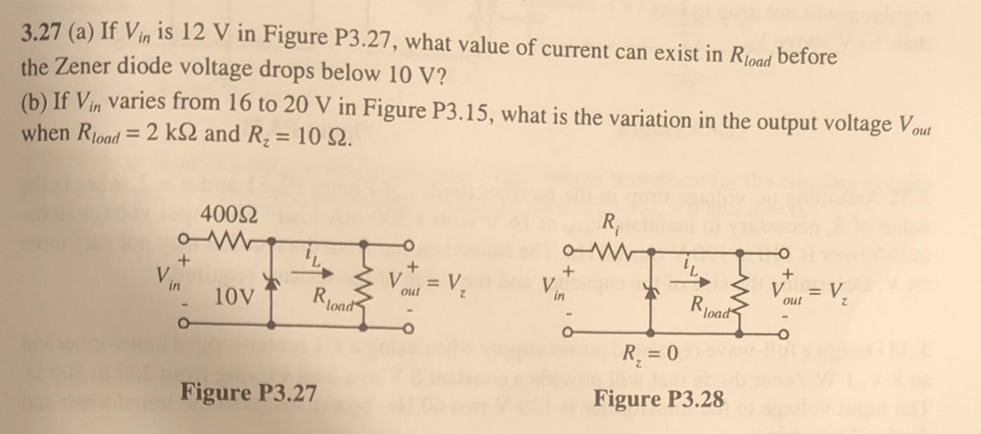 Solved 3.27 (a) If Vin is 12 V in Figure P3.27, what value | Chegg.com