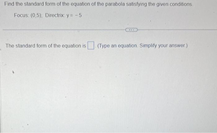 Solved Find the standard form of the equation of the | Chegg.com