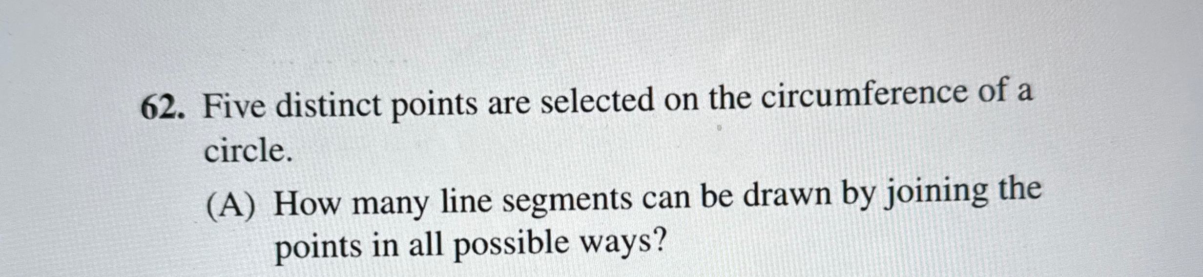 Solved Five distinct points are selected on the | Chegg.com
