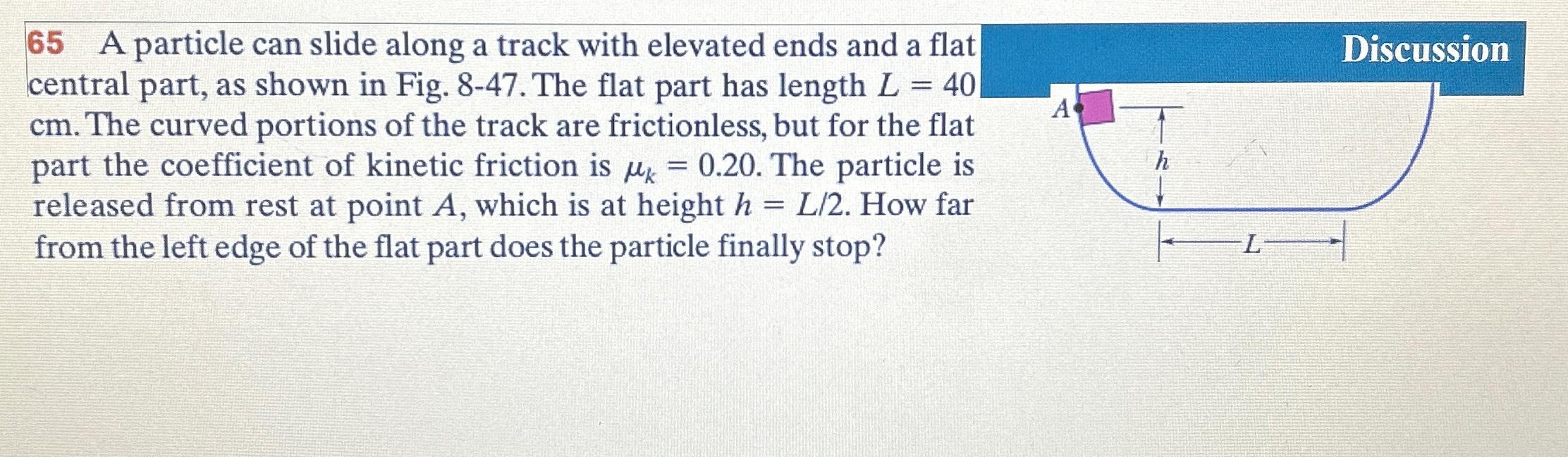 Solved 65 ﻿A particle can slide along a track with elevated | Chegg.com