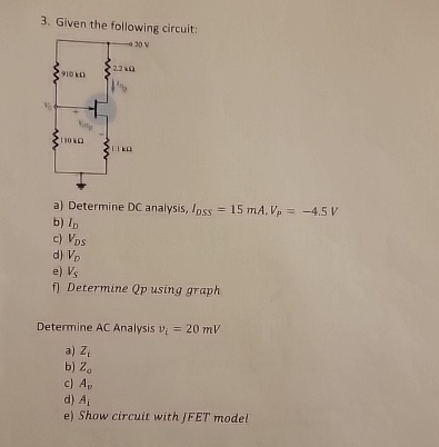 Given the following circuit:a) ﻿Determine DC | Chegg.com
