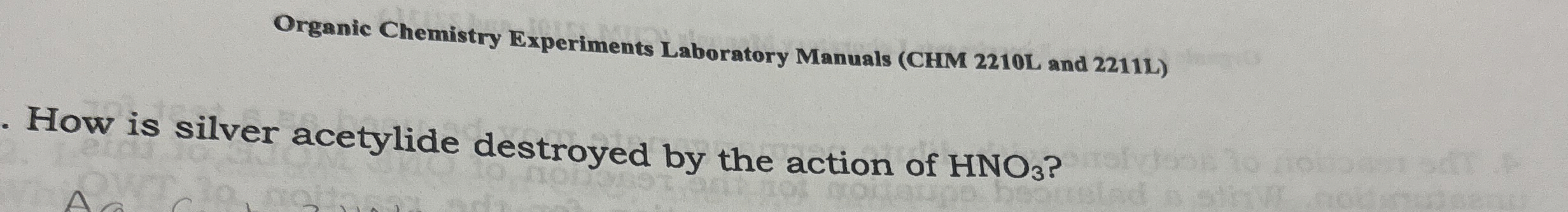 Solved Organic Chemistry Experiments Laboratory Manuals (CHM | Chegg.com