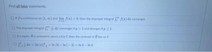 Solved Find all false statements. if f b coxitinuous on | Chegg.com