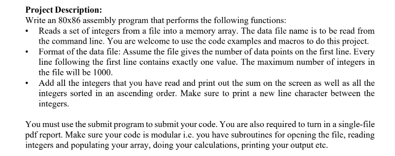 Solved Project Descriptionwrite An 80×86 ﻿assembly Program