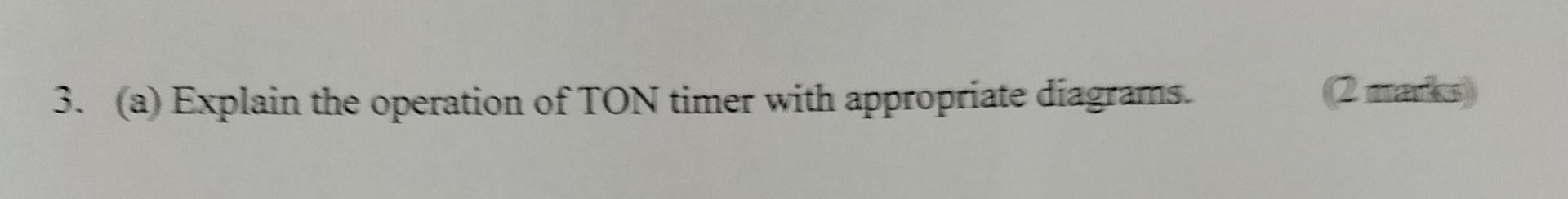Solved (a) Explain the operation of TON timer with | Chegg.com
