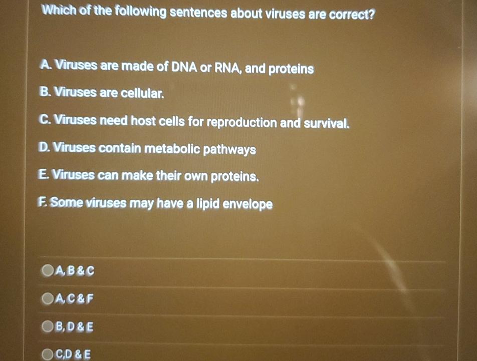 Solved Which of the following sentences about viruses are | Chegg.com