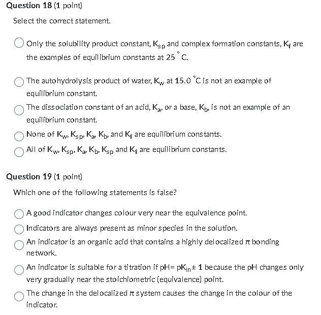 Solved Question 18 (1 ﻿point)Select the correct | Chegg.com