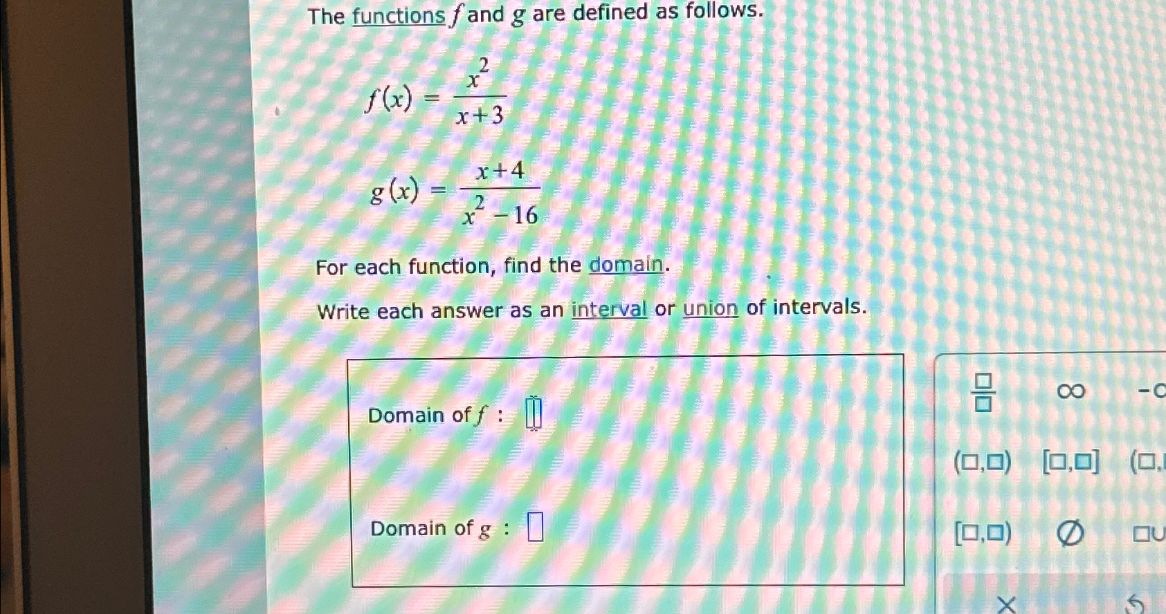 Solved The functions f ﻿and g ﻿are defined as | Chegg.com