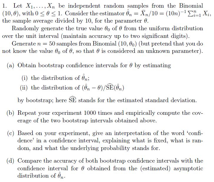 Solved Let x1,dots,xn ﻿be independent random samples from | Chegg.com