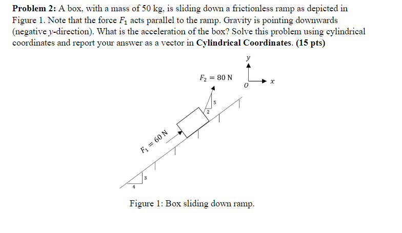 Solved Problem 2: A box, with a mass of 50 ﻿kg , ﻿is sliding | Chegg.com