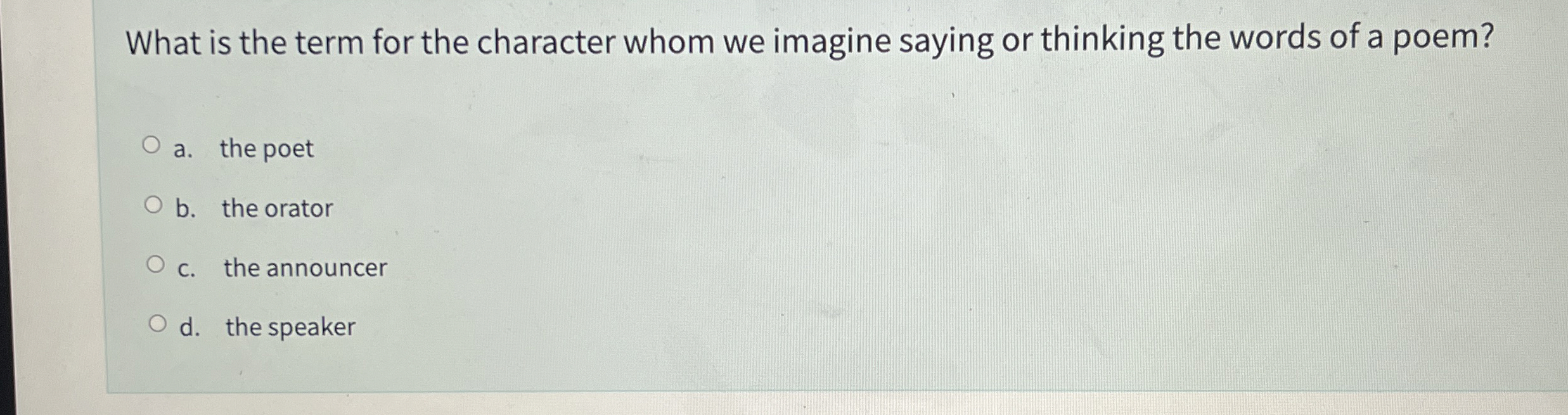 Solved What is the term for the character whom we imagine | Chegg.com