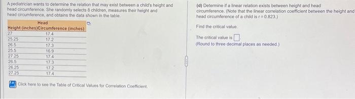 Solved A pediatrician wants to determine the relation that | Chegg.com