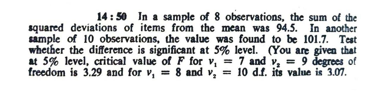 Solved 14:50 In a sample of 8 observations, the sum of the | Chegg.com