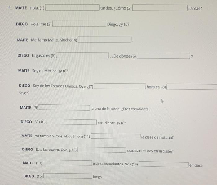 1 Conversación Fill in each blank with an appropriate | Chegg.com