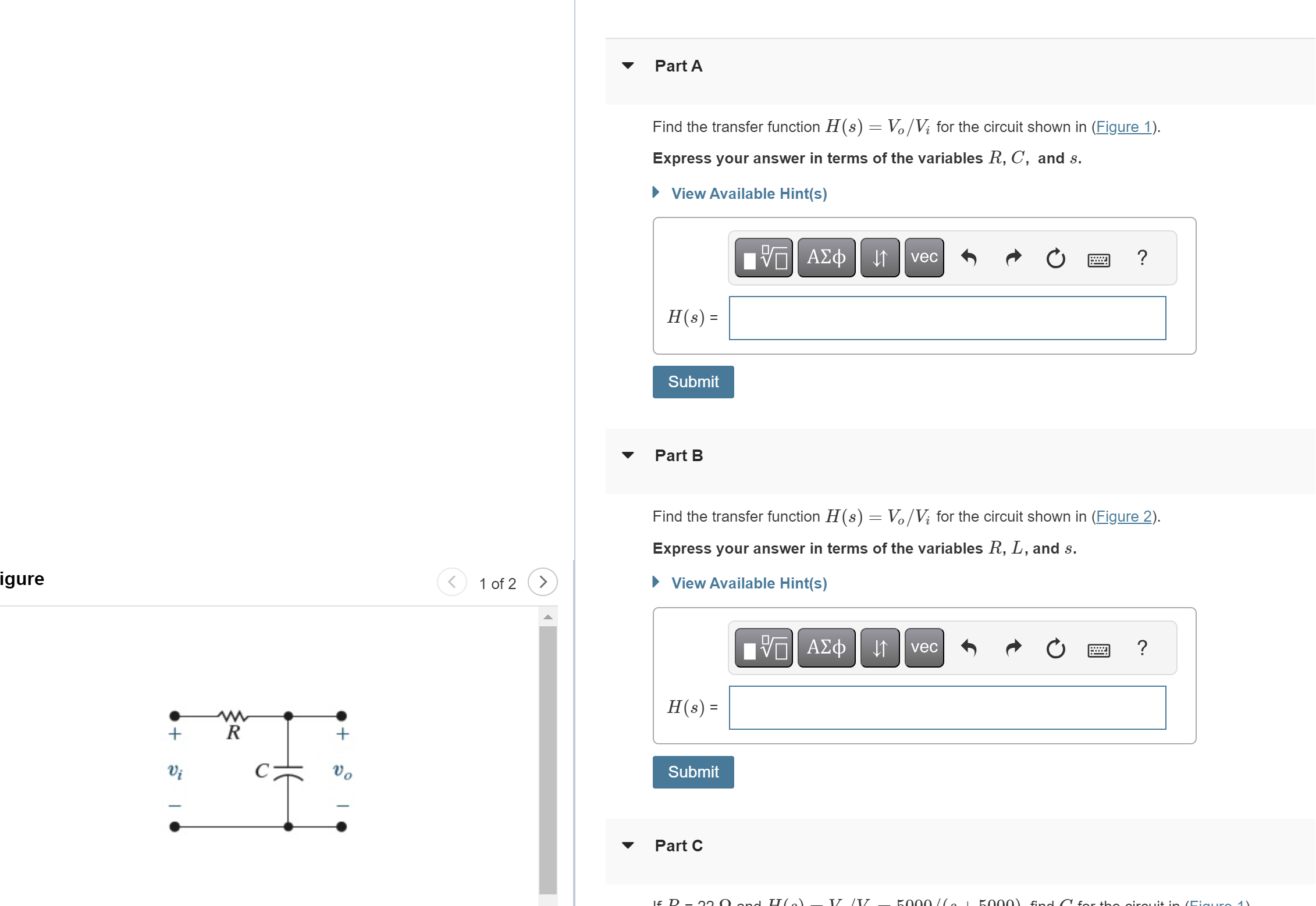 Solved Please answer Part A. ﻿ThanksFind the transfer | Chegg.com