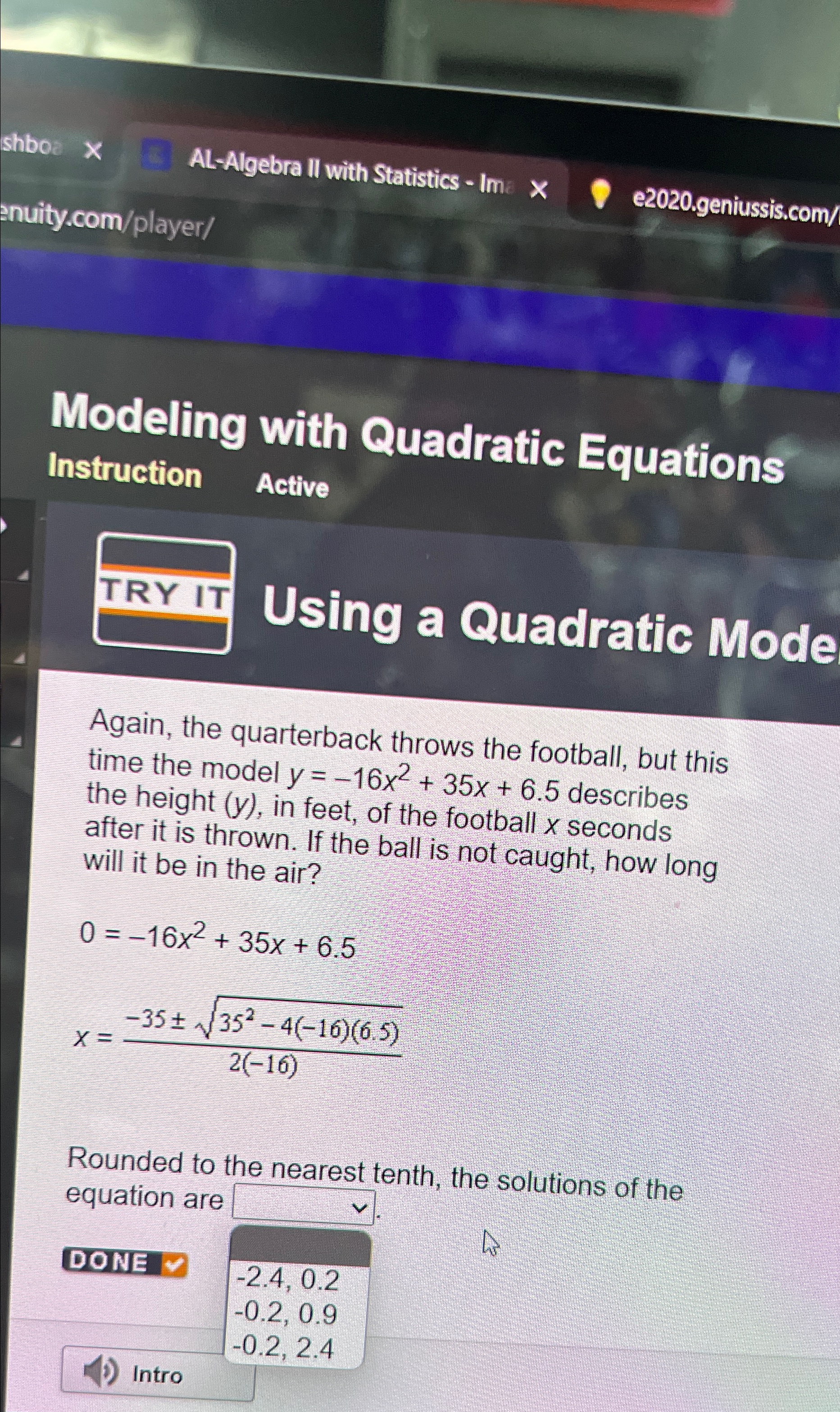 Solved Modeling with Quadratic Equations Instruction | Chegg.com