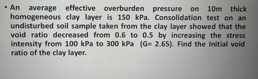 Solved An average effective overburden pressure on 10m | Chegg.com