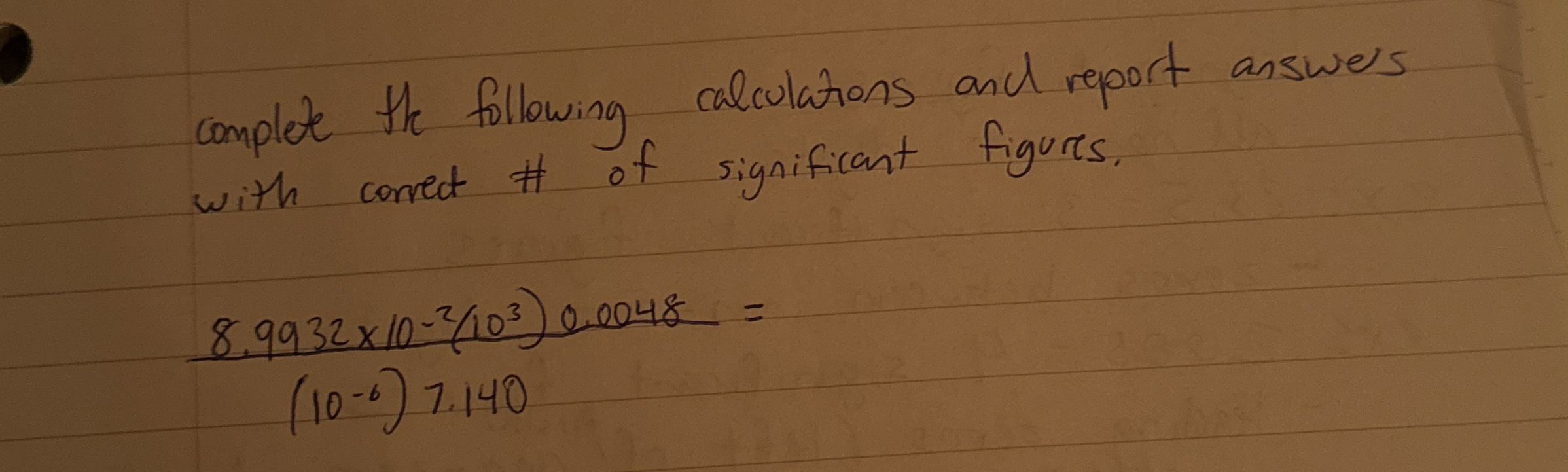 Solved comlete the following calculations and report answers | Chegg.com