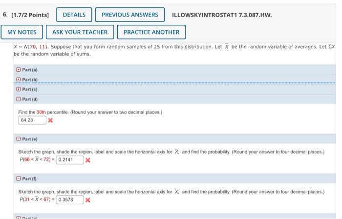 Solved X∼N(70,11), Suppose that you form random samples of | Chegg.com