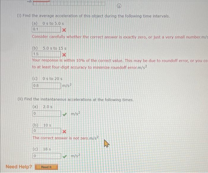 Solved The Velocity Vs Time Graph For An Object Moving