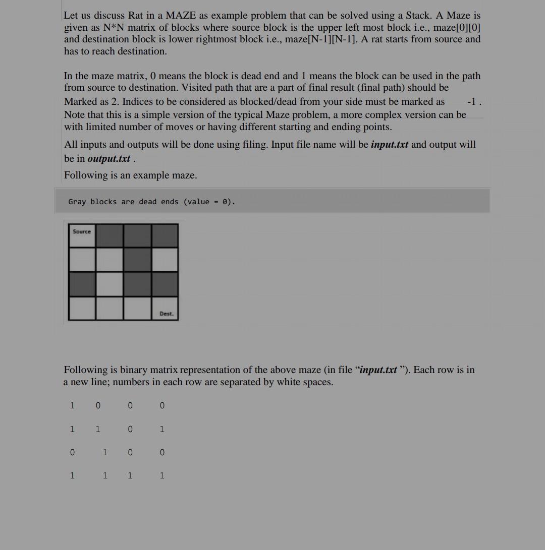 Solved Let us discuss Rat in a MAZE as example problem that | Chegg.com