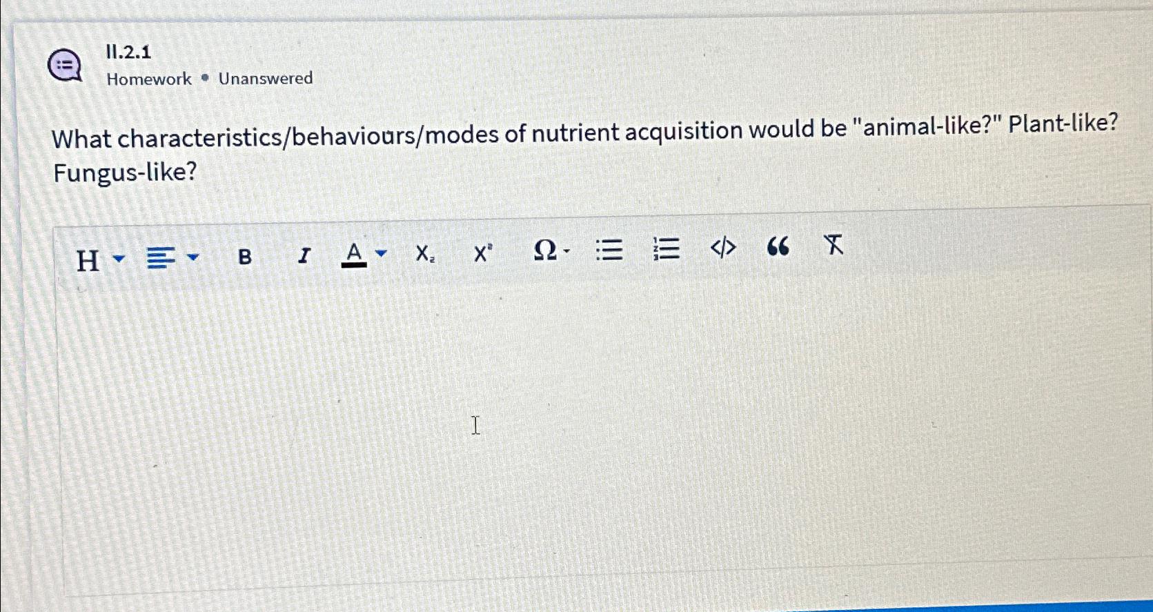 Solved II. 2.1Homework * ﻿UnansweredWhat | Chegg.com