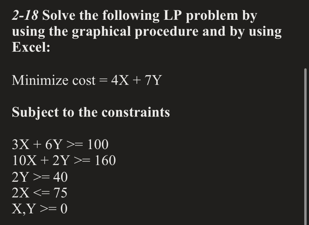 Solved 2-18 ﻿Solve the following LP problem by using the | Chegg.com