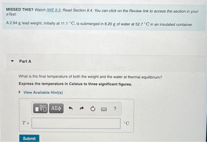 Solved MISSED THIS? Watch IWE 9.3; Read Section 9.4. You can | Chegg.com