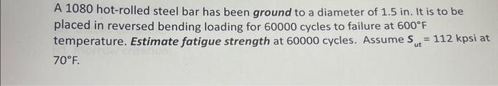 Solved A 1080 hot-rolled steel bar has been ground to a | Chegg.com