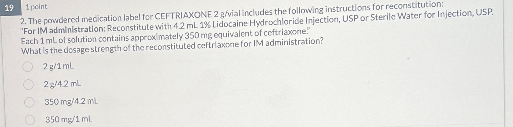 Solved 191 ﻿point2. ﻿The powdered medication label for | Chegg.com