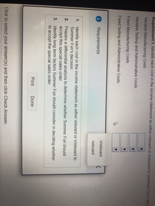 Solved Requirement 1. Identify each cost in the income | Chegg.com