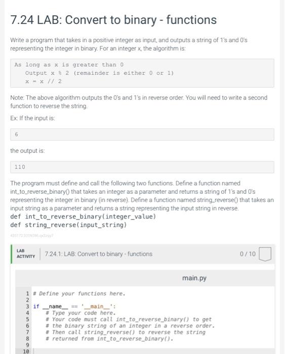 Solved Write a program that takes in a positive integer as | Chegg.com