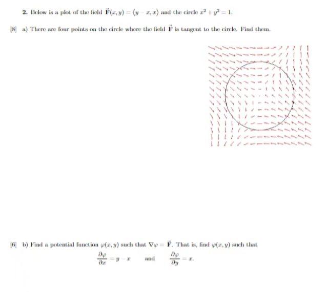 Solved 2. Below is a plot of the lield P(x,y)= yx,x and the | Chegg.com