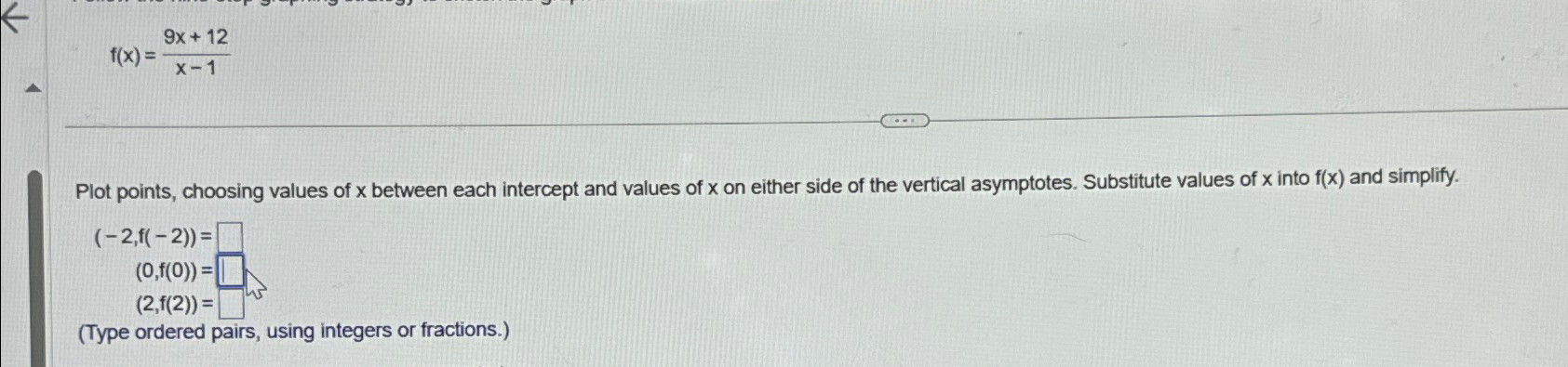 Solved f(x)=9x+12x-1Plot points, choosing values of x | Chegg.com