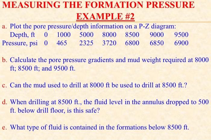 Solved b. Calculate the pore pressure gradients and mud | Chegg.com