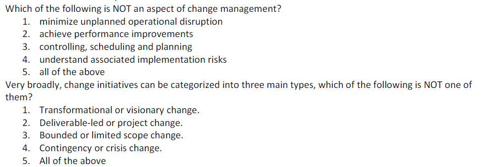 Solved Which of the following is NOT an aspect of change | Chegg.com