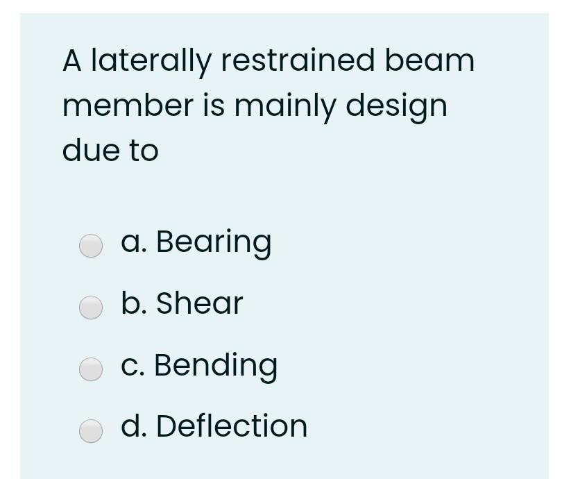 Solved A laterally restrained beam member is mainly design | Chegg.com