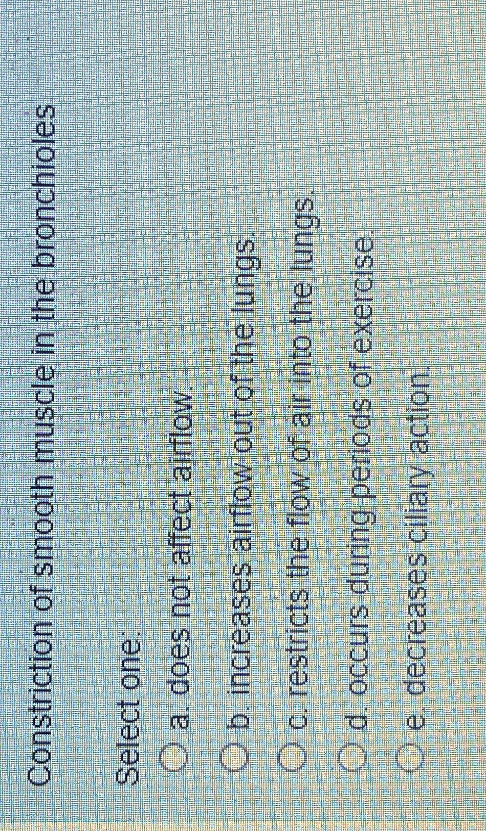 Solved Constriction of smooth muscle in the | Chegg.com