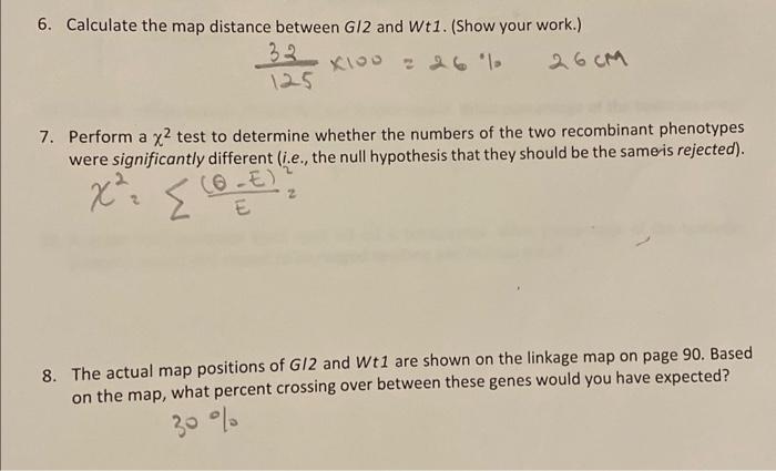 Solved 6. Calculate the map distance between G/2 and Wt1. | Chegg.com