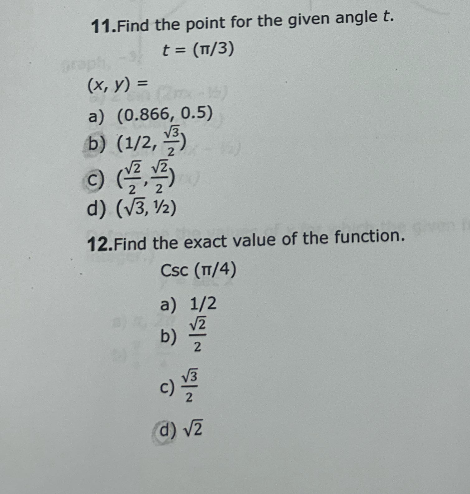 Solved What is the answer for both Find the point for the | Chegg.com